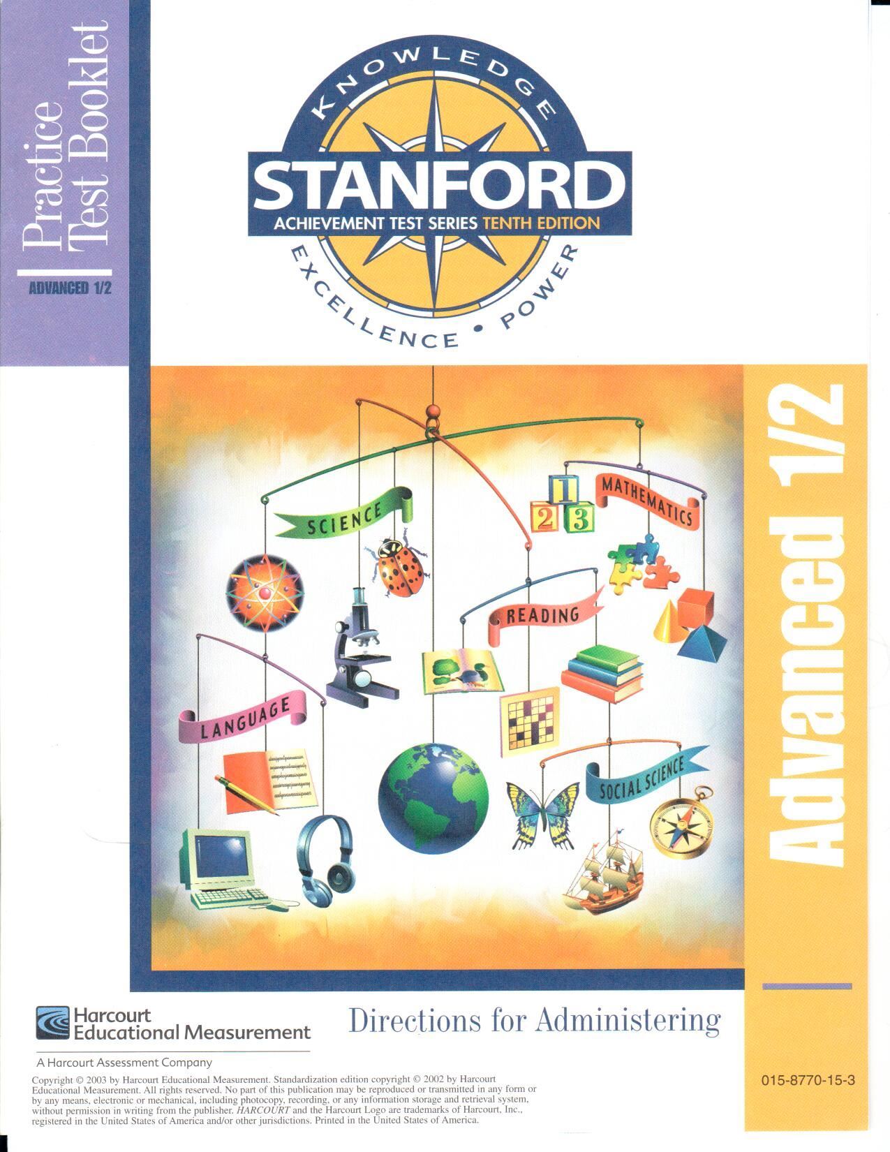 SAT 10 Advanced 1/2 Practice Test Directions Form A&D