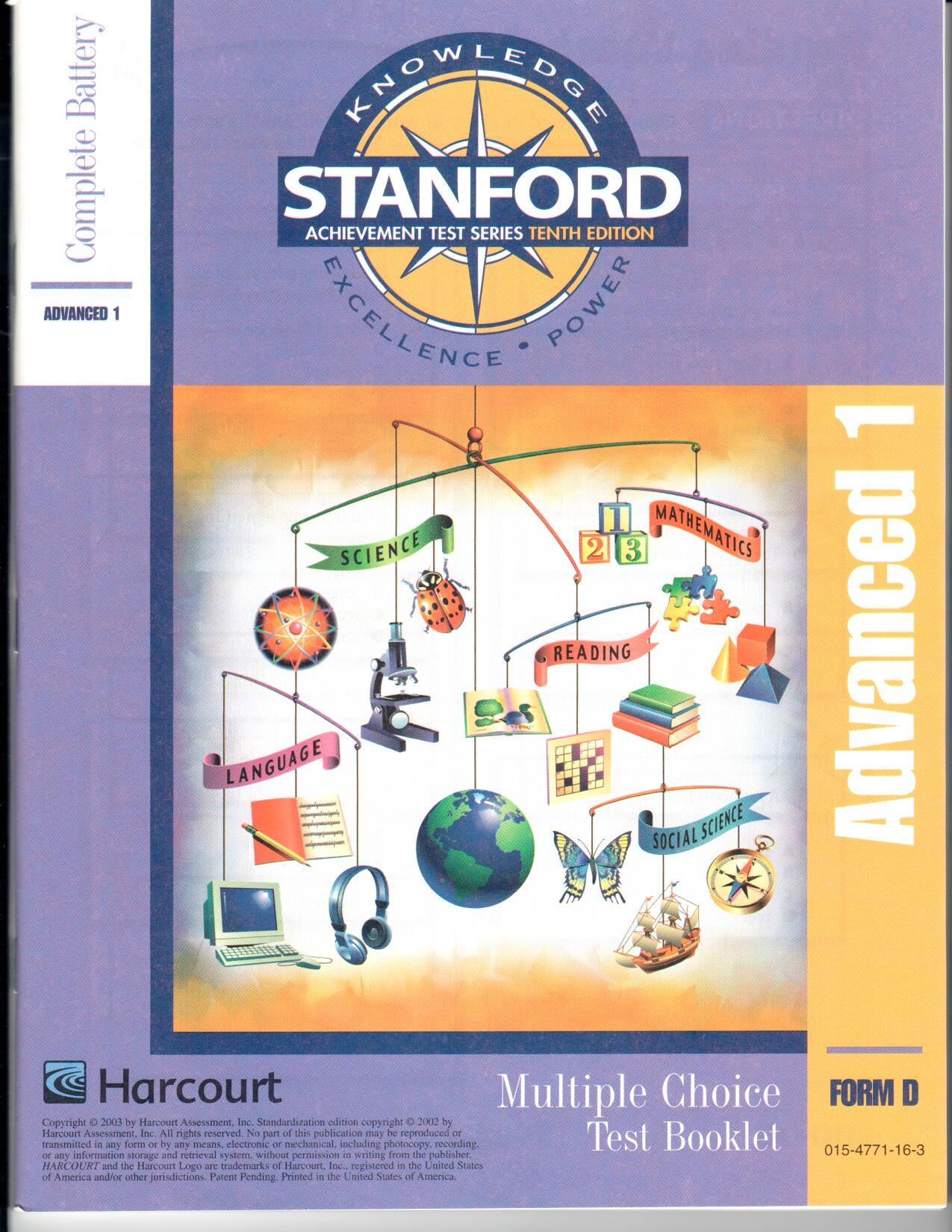 SAT 10 Advanced 1 Reusable Test Book Form D