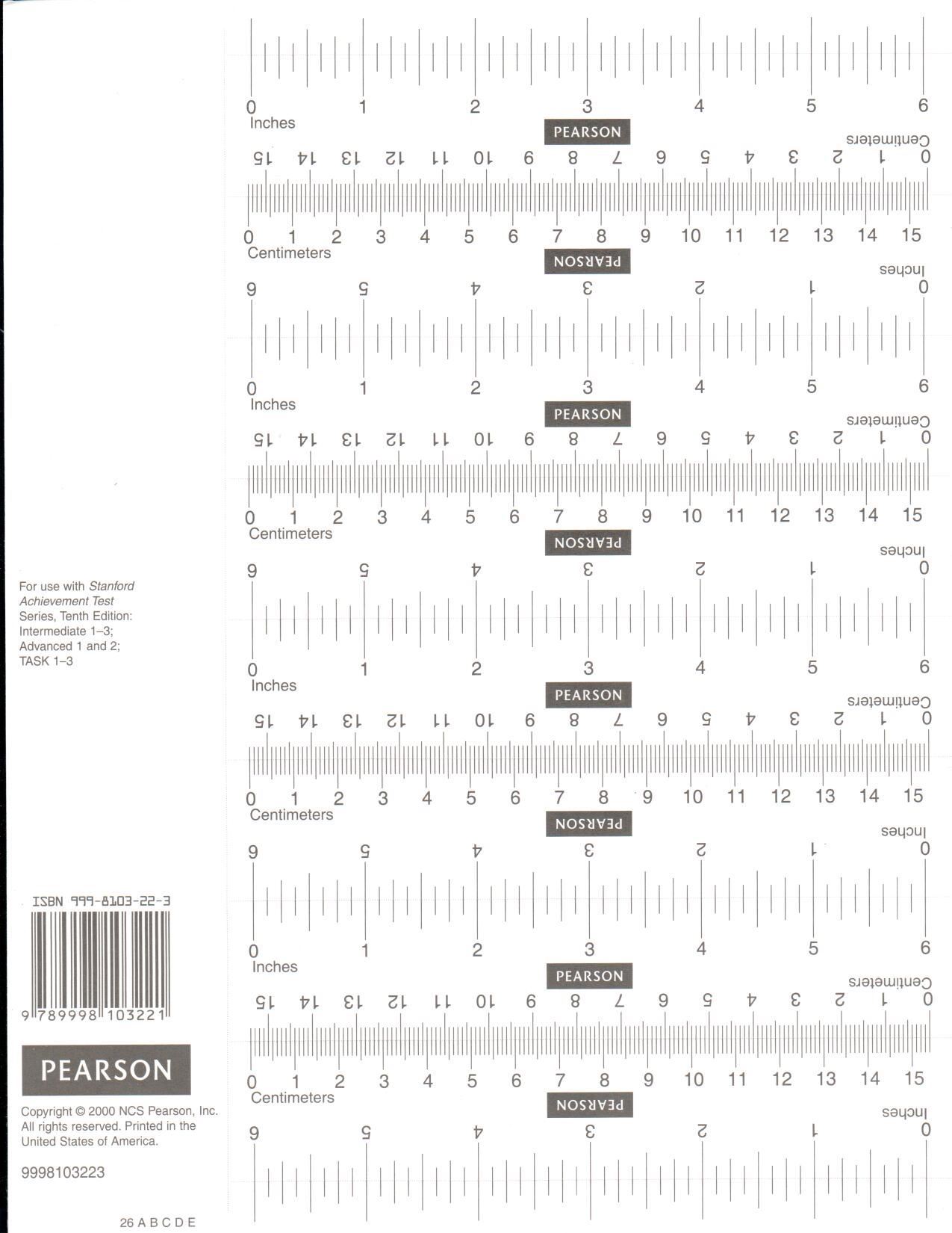SAT 10 Ruler Pack for Intermediate 1 through Task 3 Form A&D