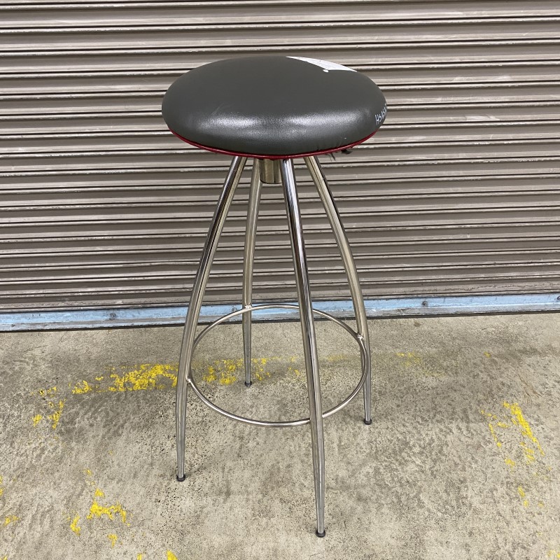 Task Stool: Sandler, Leather - Gray, Burgundy